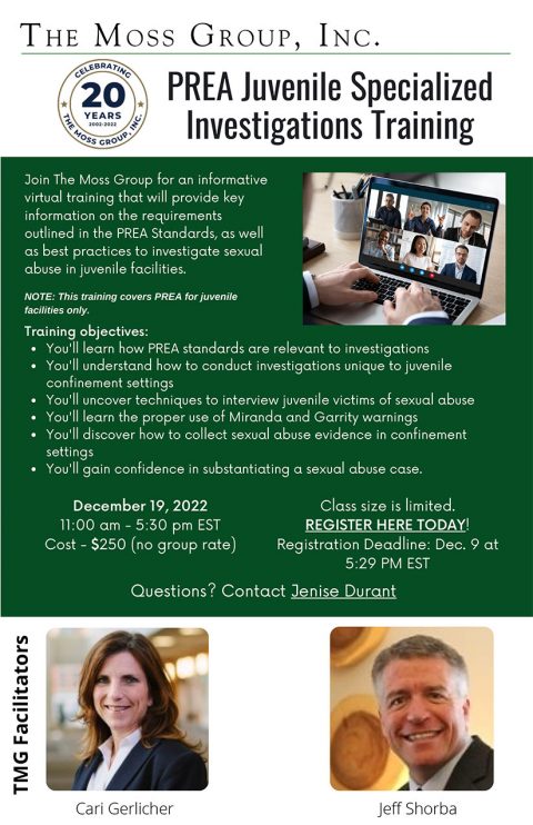 Don't miss our PREA Juvenile Specialized Investigations Training - The ...