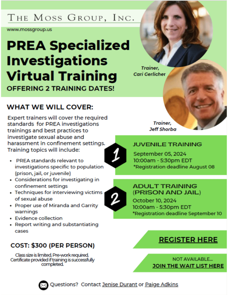 Don't Miss TMG's Upcoming PREA Specialized Trainings! Additional ...